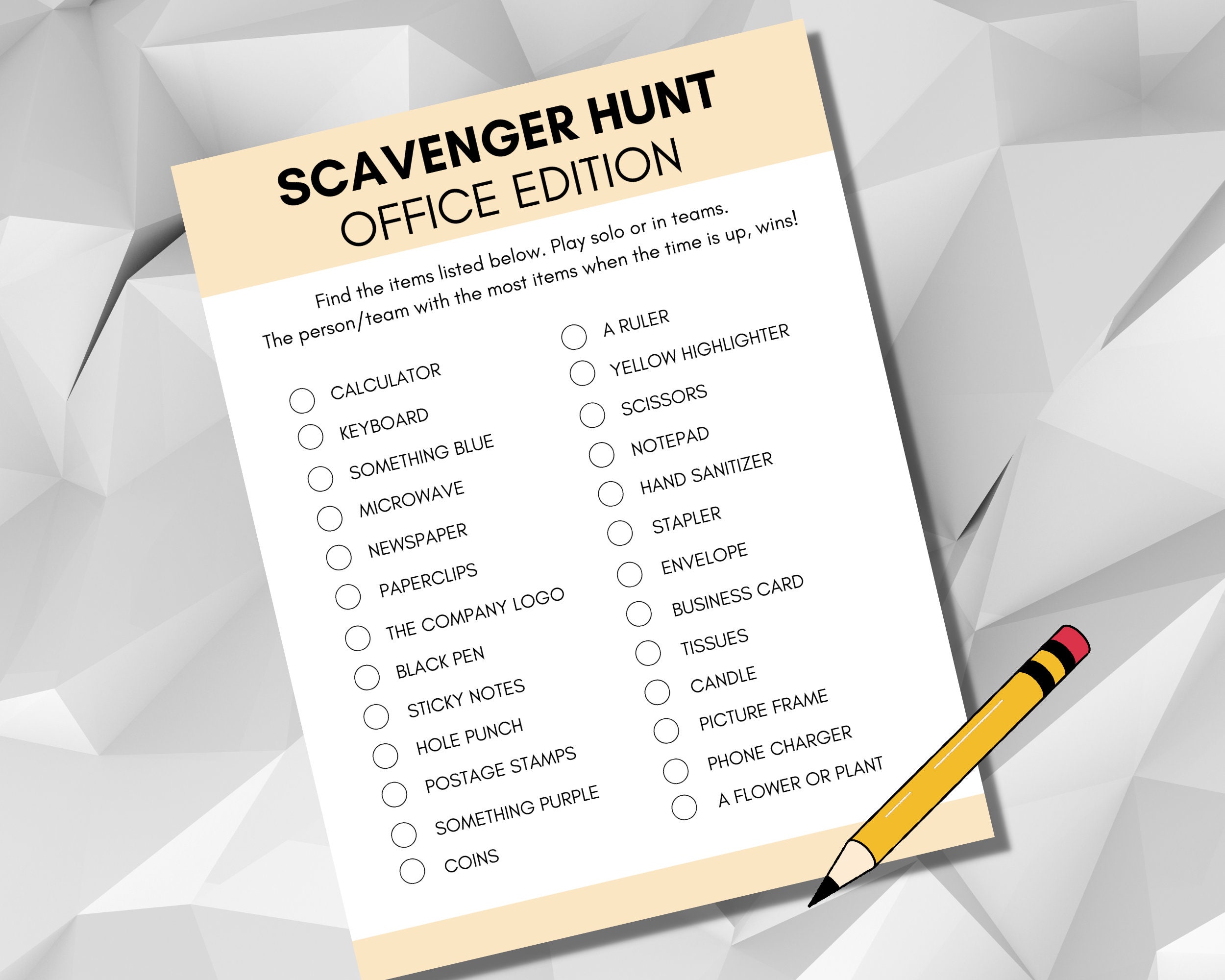 Office Party Games | Think Fast | Scavenger Hunt | Employee Work Game ...