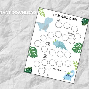 Dinosaur Reward Chart for Kids Behavior Chart Printable, Chore Chart ...