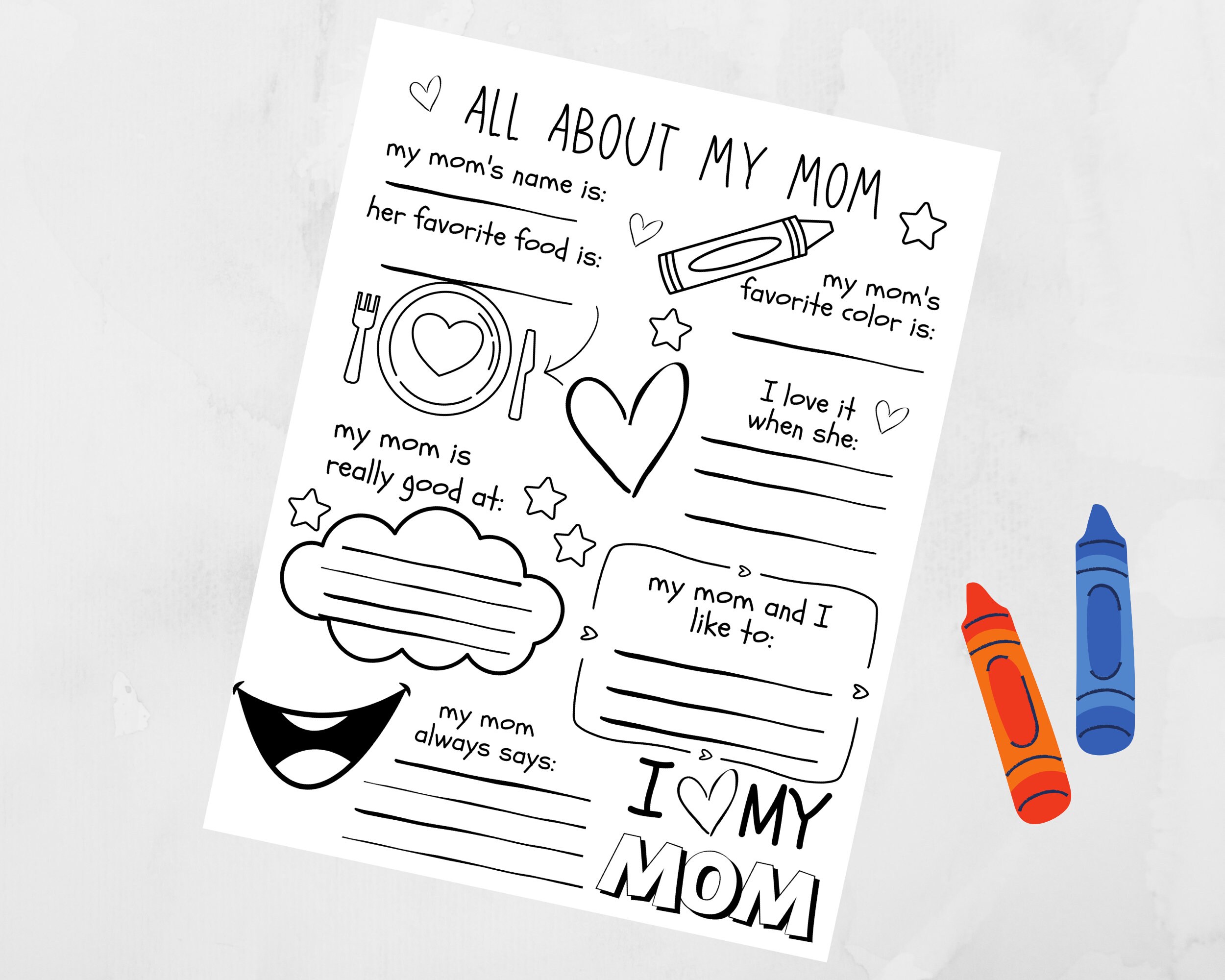 All About My Mom Survey Printable, Mothers Day Questionnaire, Mothers ...
