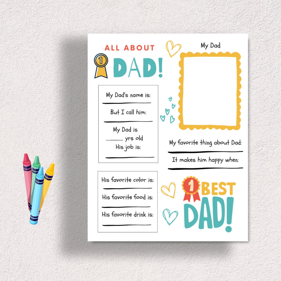 All About My Dad Survey Printable, Father's Day Questionnaire, Fathers ...