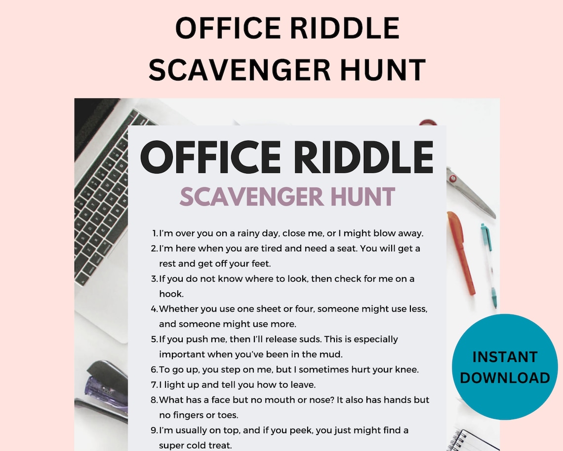 Printable Office Riddle Scavenger Hunt: Team Building Game (PDF) - Etsy