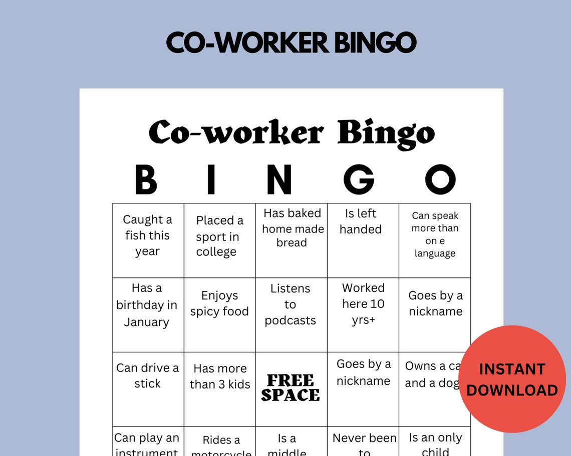 Employee Bingo | Workplace Get-to-know You Game | Employee Work Game ...