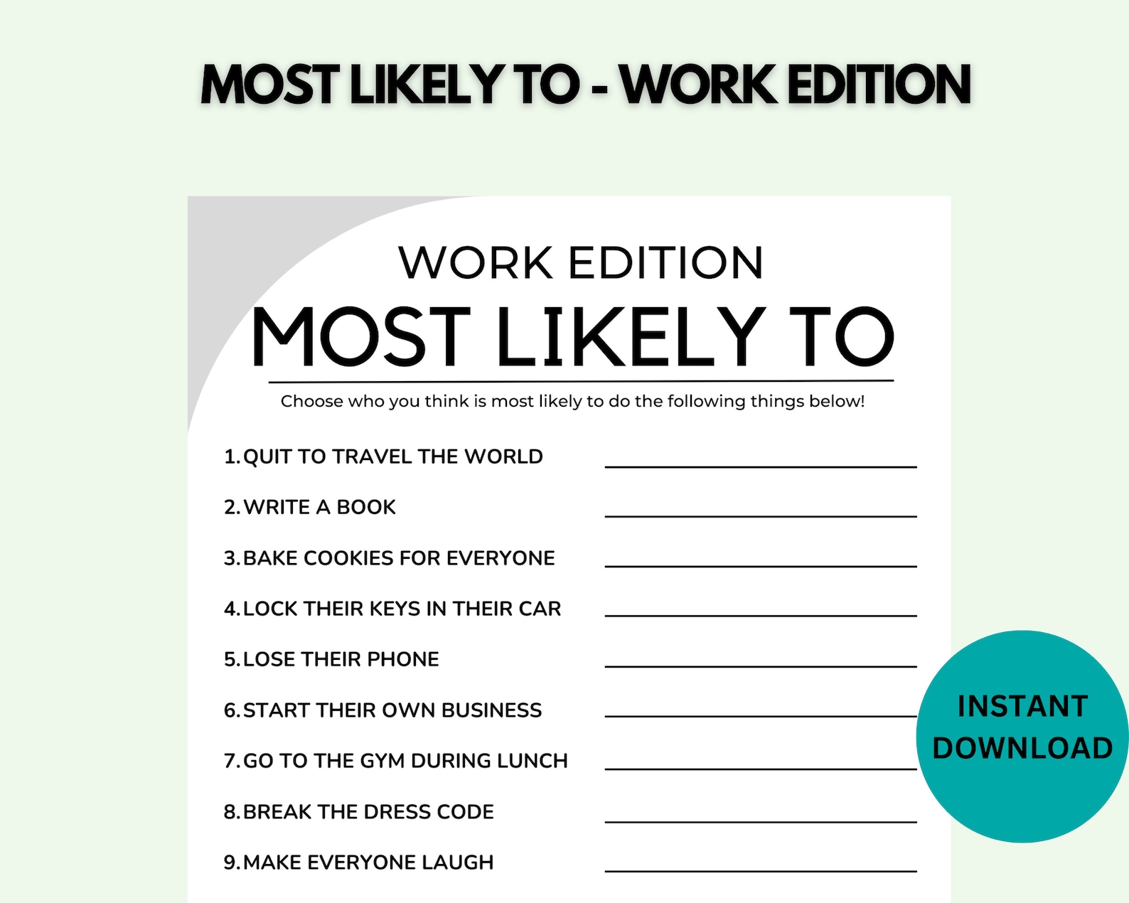 Most Likely to Game: Office Party Icebreaker (digital Download) - Etsy