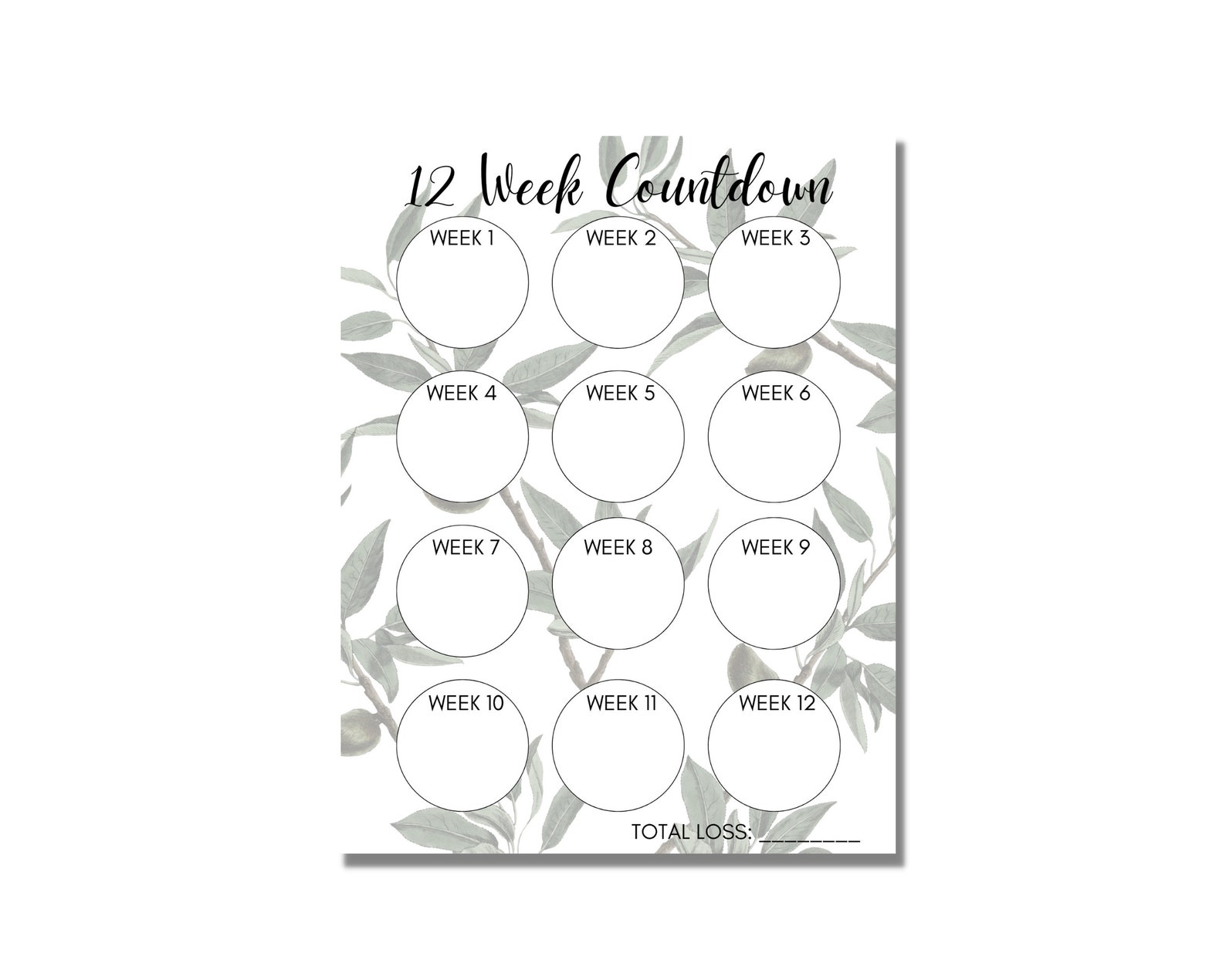Printable Weight Loss Tracker Chart 12 Week Countdown Etsy printable-weight-loss-tracker-chart-12-week-countdown-etsy