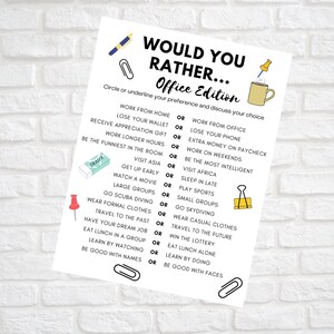 Would You Rather Game: Office Party Icebreaker (digital Download) - Etsy