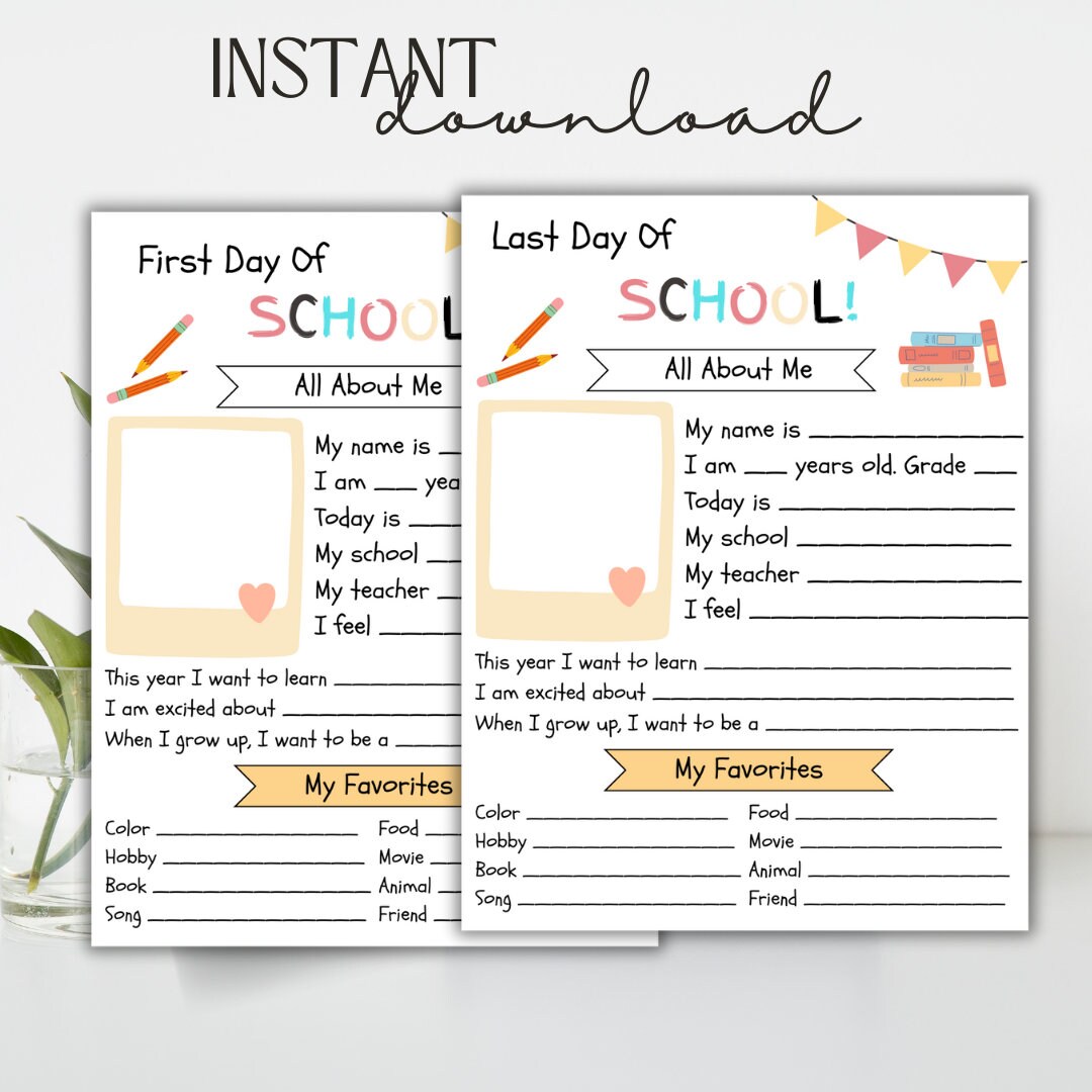 First & Last Day of School Printable | Back to School Questionnaire ...
