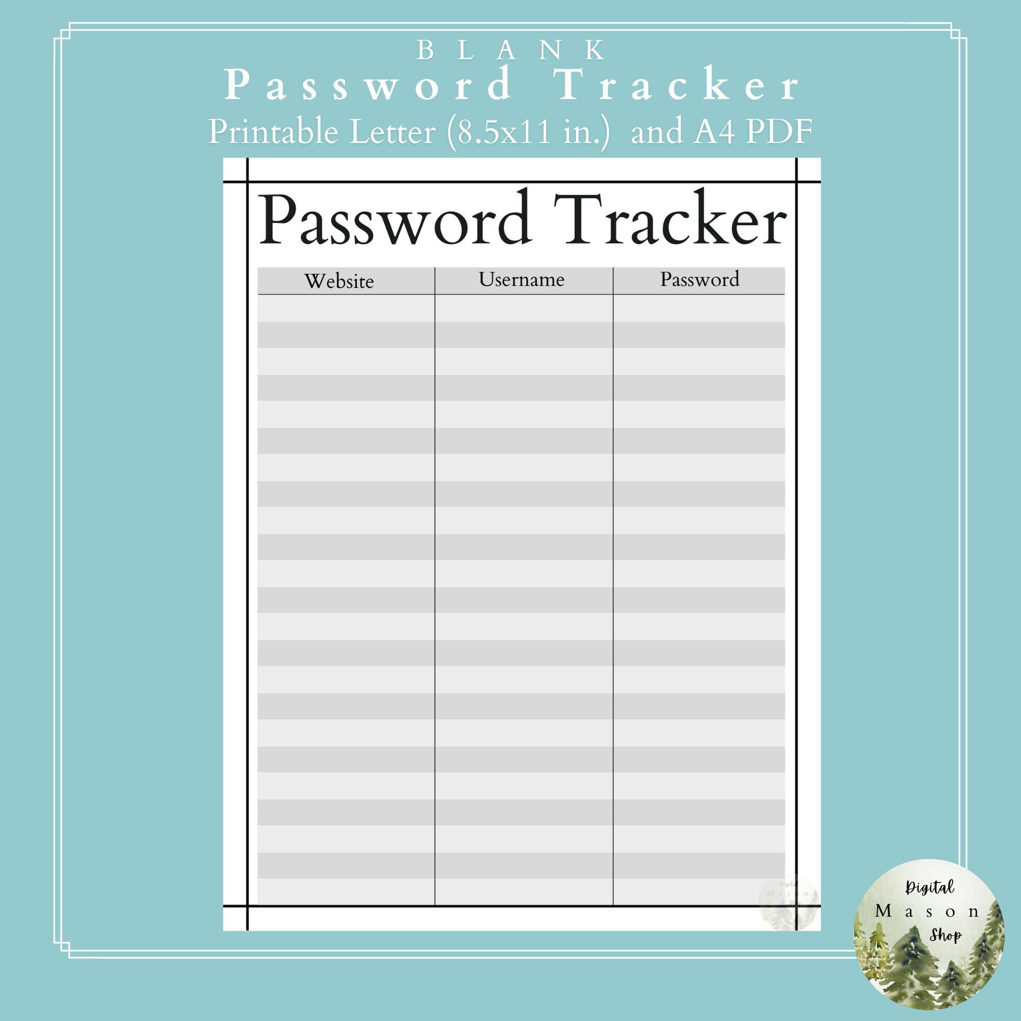 Password Tracker Keep Track Of Your Passwords With This Etsy