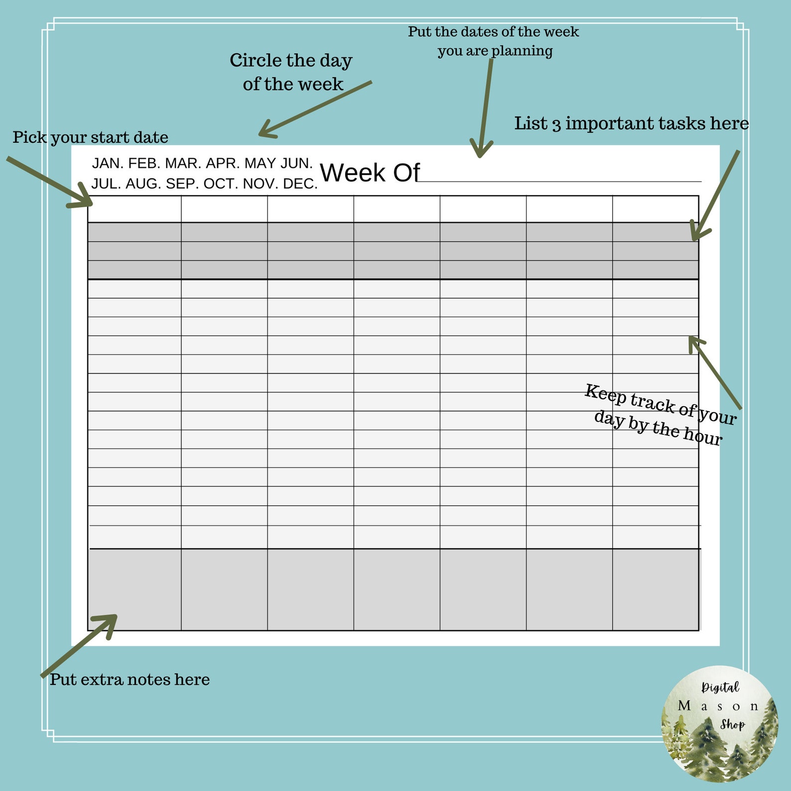 Simple Weekly Printable Planner Sheet, Weekly Notable Planner, Keep It ...