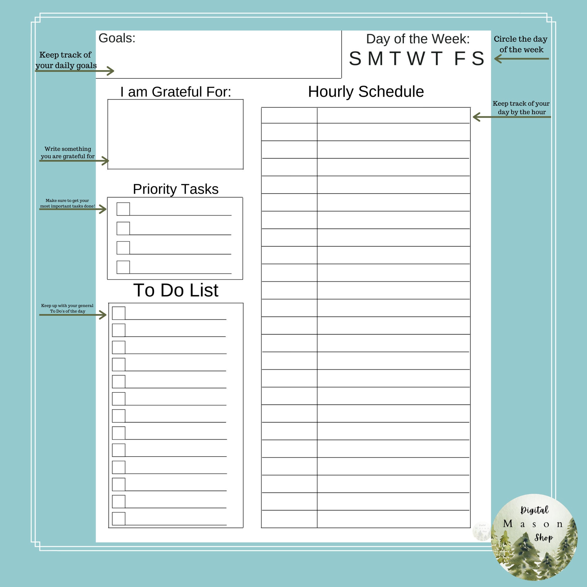 Simple Daily Printable Planner Sheet, Daily Notable Planner, Keep It ...