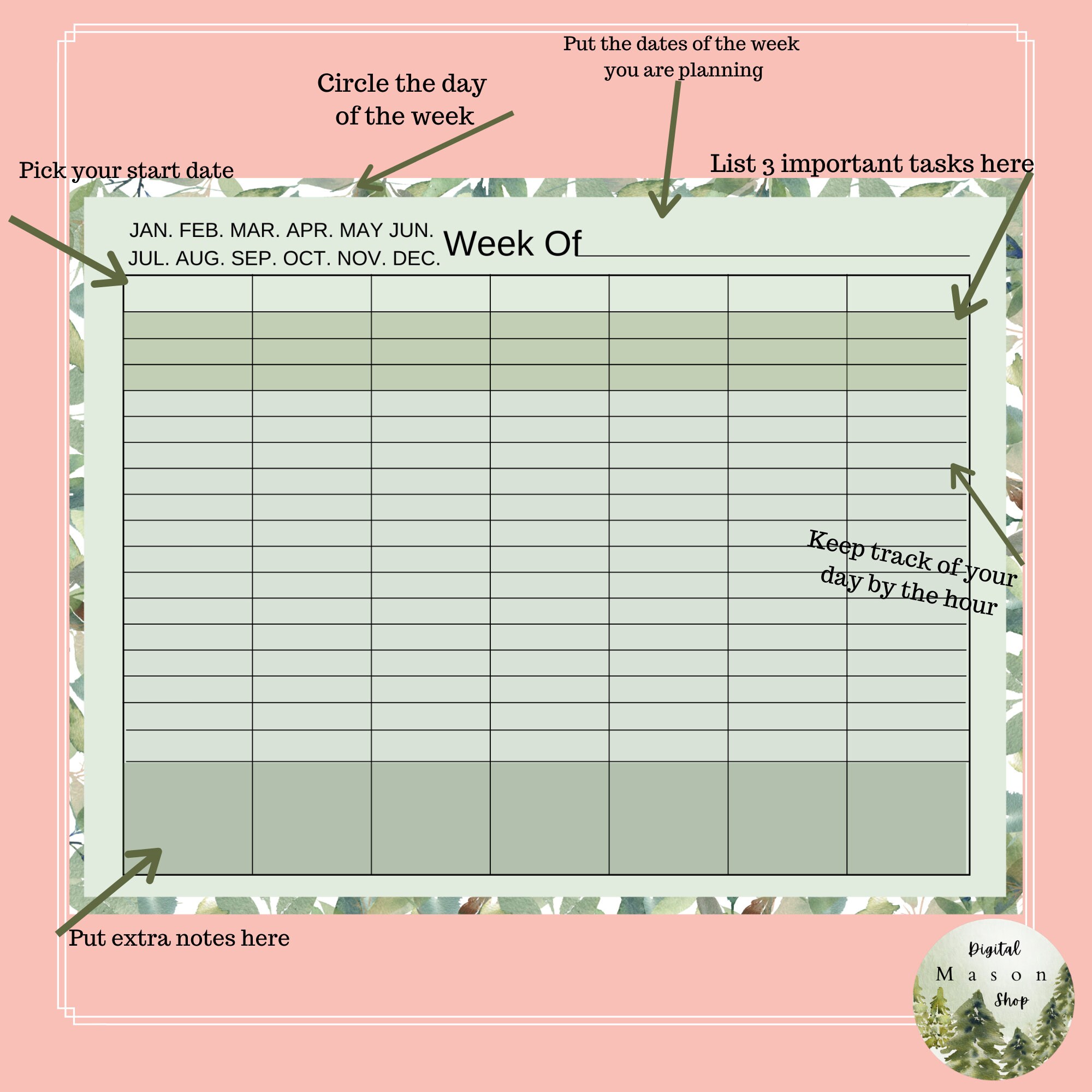 Spring Weekly Printable Planner Sheet, Weekly Notable Planner, Keep It ...