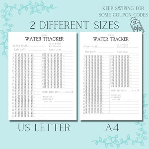 Printable Water Tracker US Letter and A4 Size - Etsy
