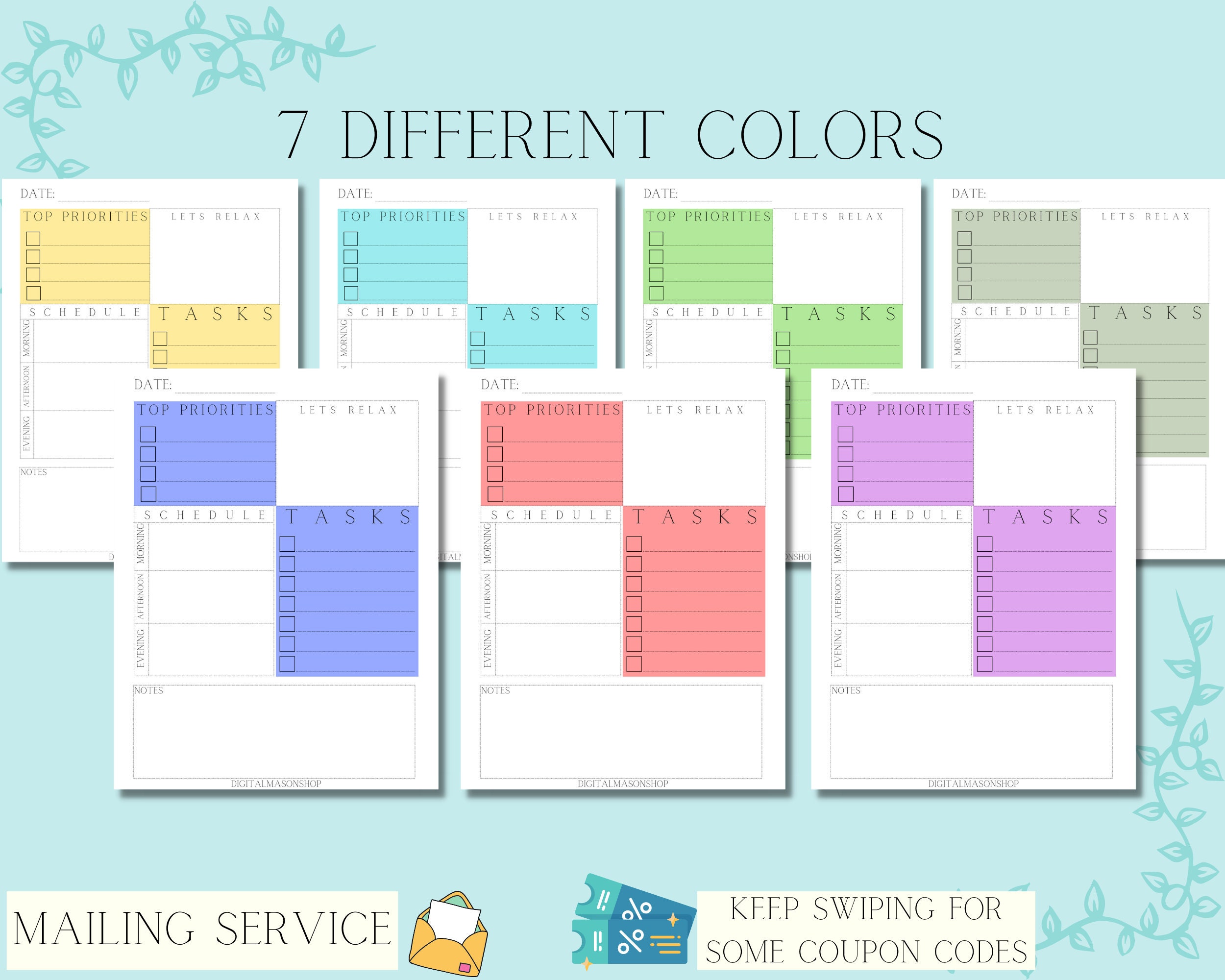 Printable US Letter and A4 Size Daily Schedule, To-do List, Self Care ...