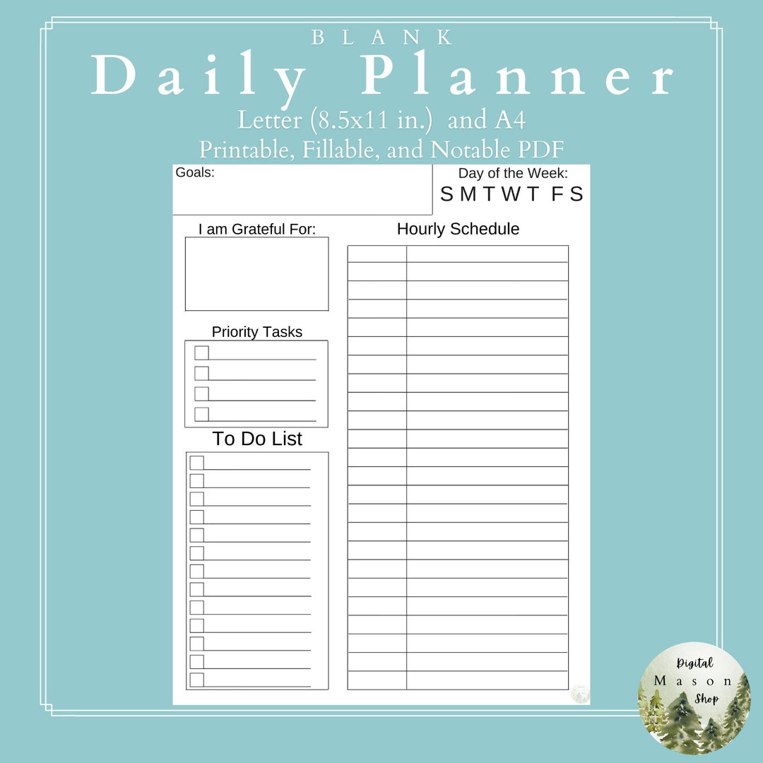 Simple Daily Printable Planner Sheet, Daily Notable Planner, Keep It ...