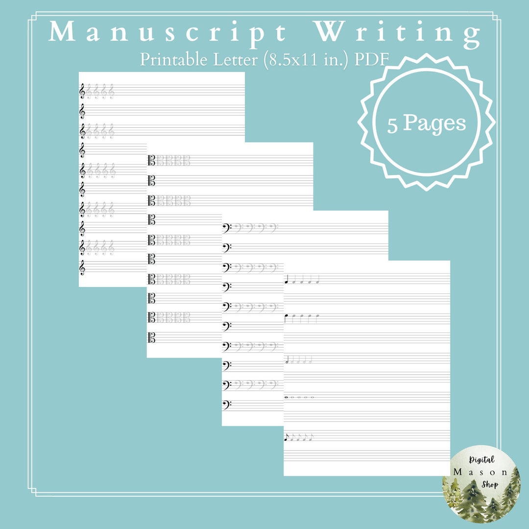 Blank Practice Manuscript Paper, Blank Music Paper, Easy to Print ...