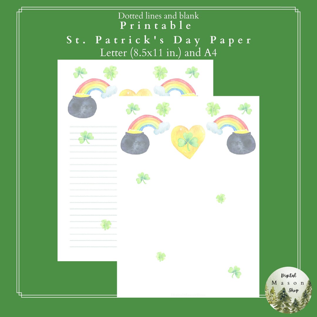 Printable St. Patrick's Day Stationery - Etsy