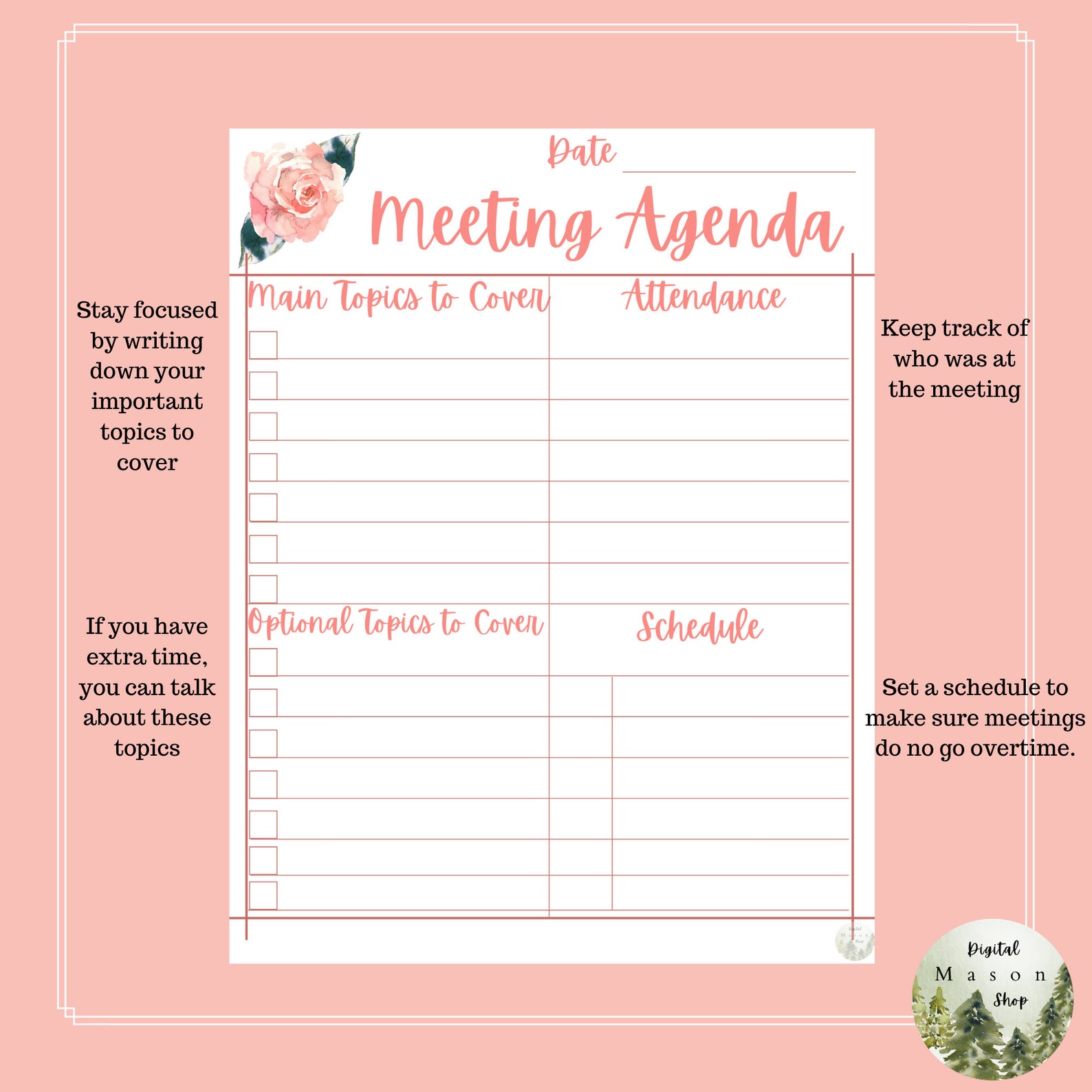 Printable Spring Meeting Planner, Printable Meeting Planner - Etsy