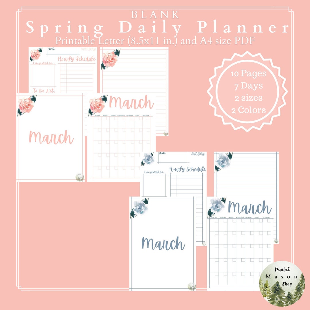 Printable Spring Daily Planner, Printable Daily Planner, Hourly ...