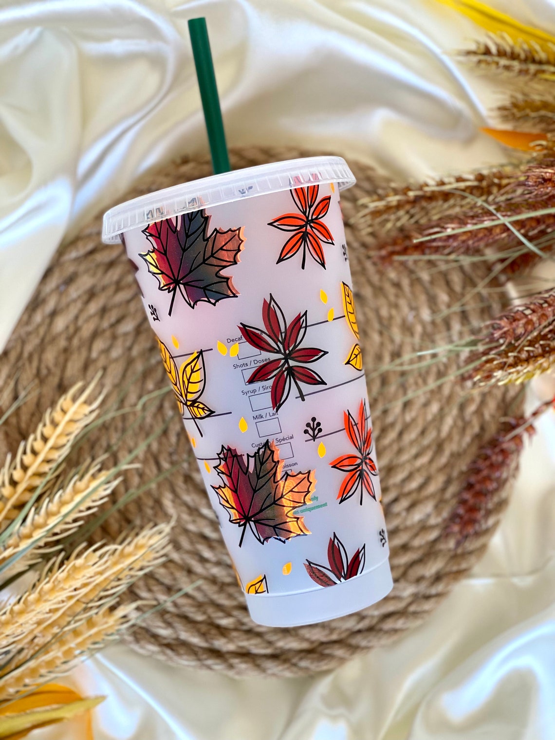 Fall Starbucks Cupautumn Starbucks Cupfall Leaves | Etsy