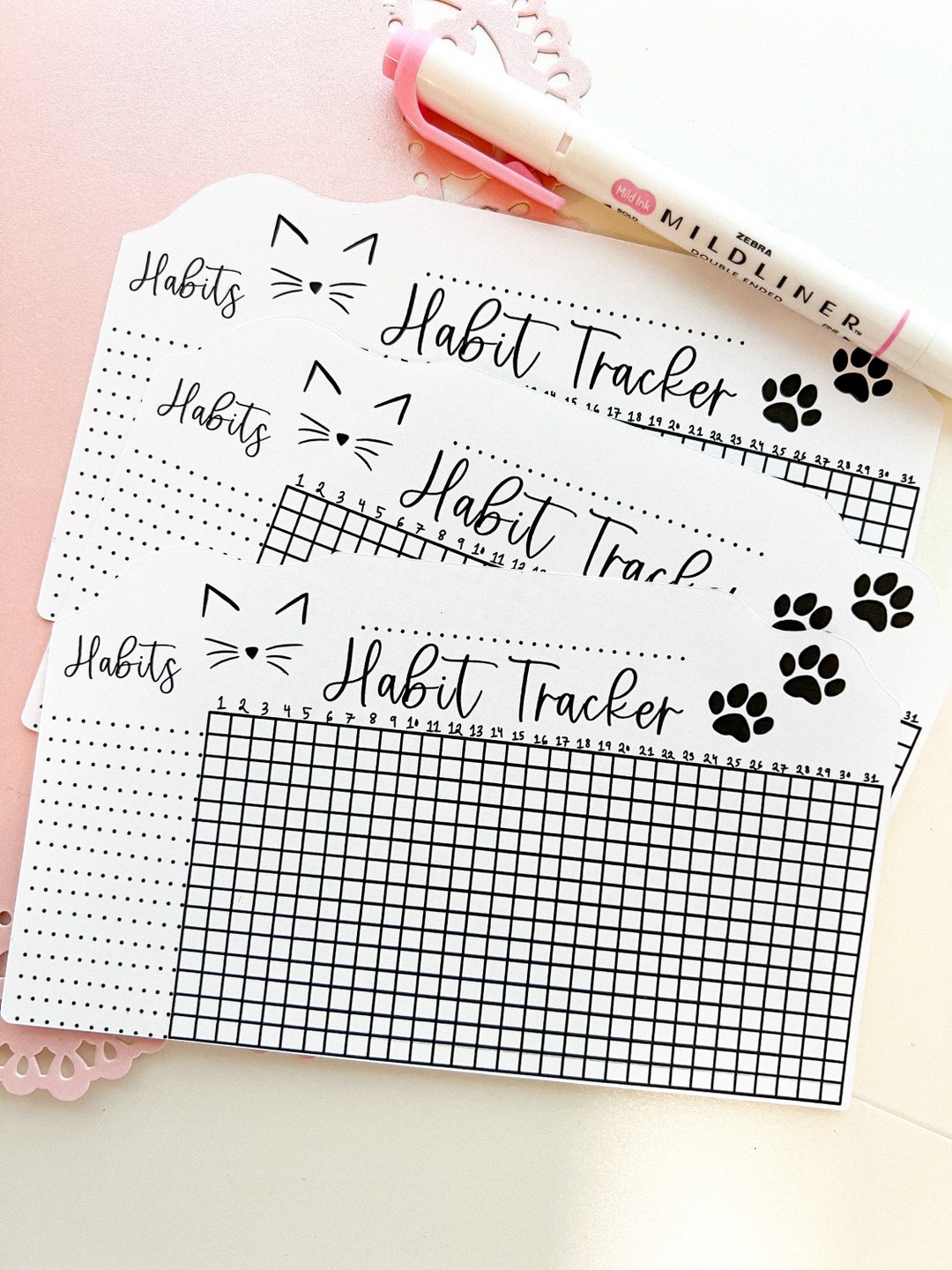Cat Habit Tracker Chart Sticker | Goal Planner | Journal Stickers ...