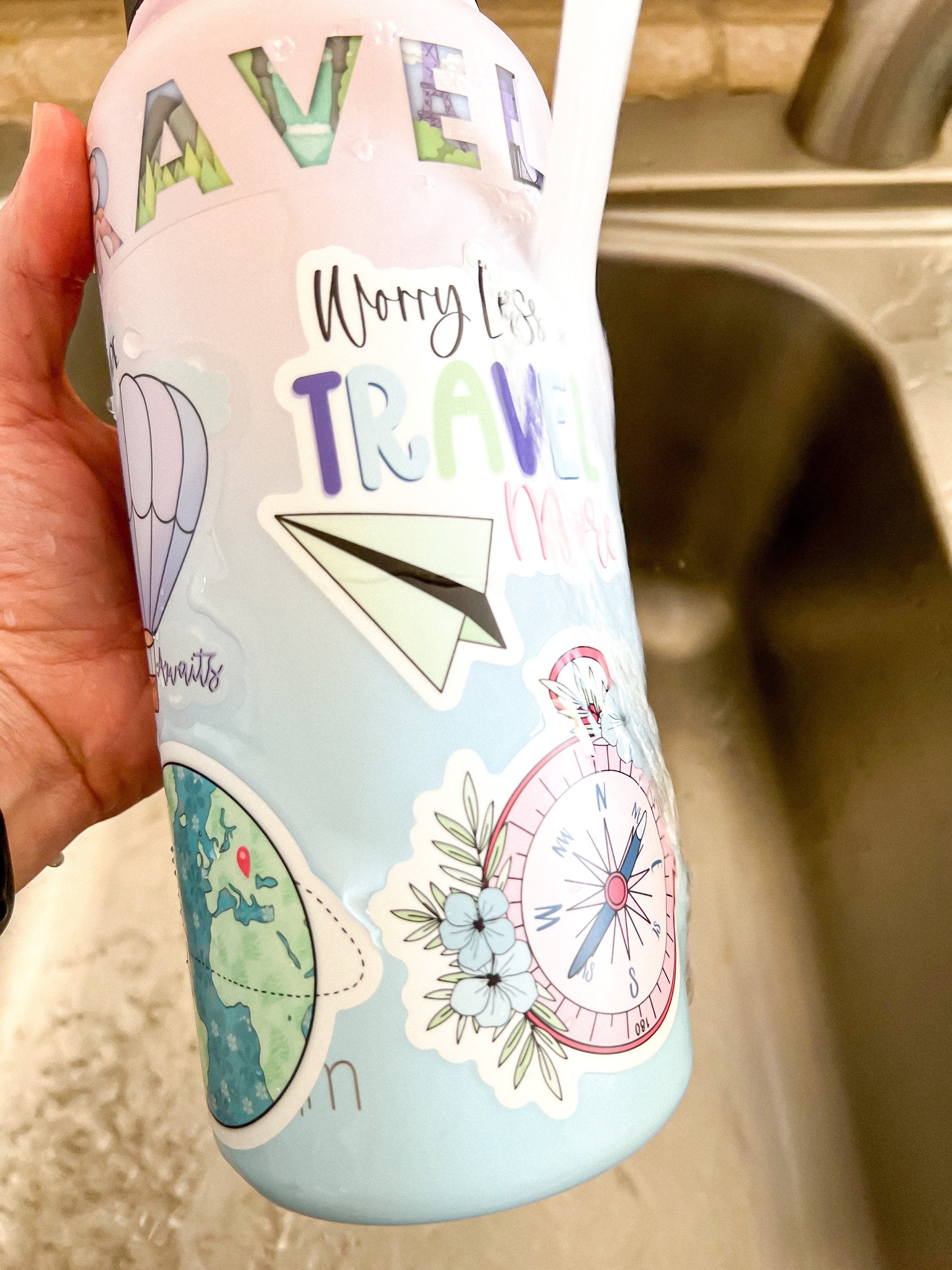 Floral Compass Sticker | Travel Sticker | Waterproof Vinyl Sticker - Etsy