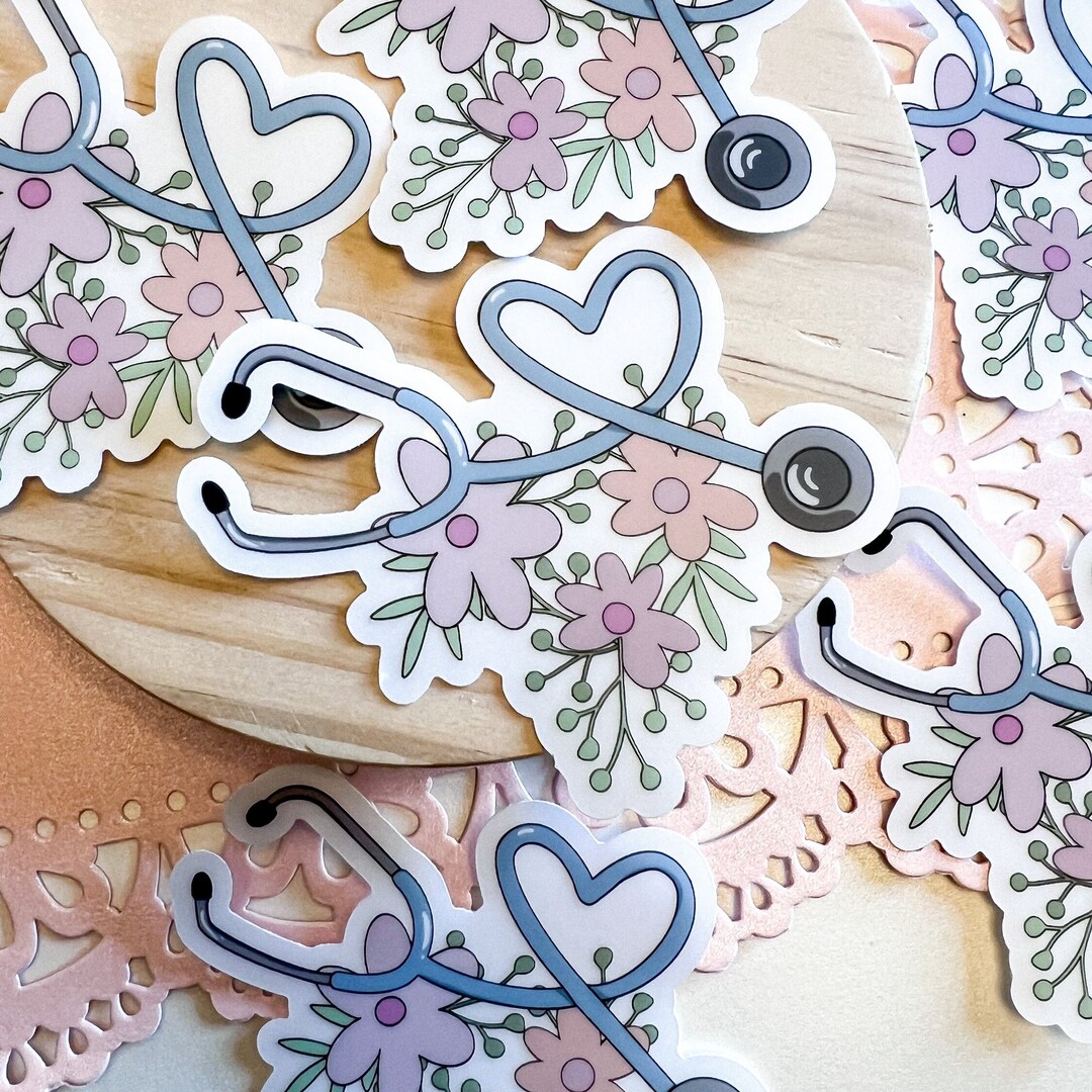 Floral Stethoscope Sticker Clear Sticker Waterproof Sticker Medical ...