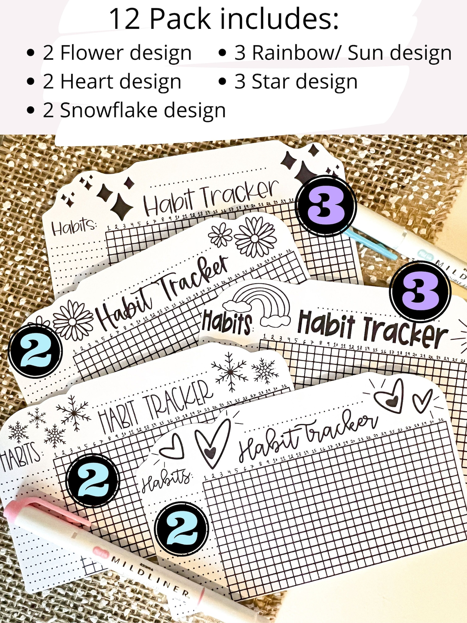 Habit Tracker Chart Sticker Pack Goal Planner Journal | Etsy