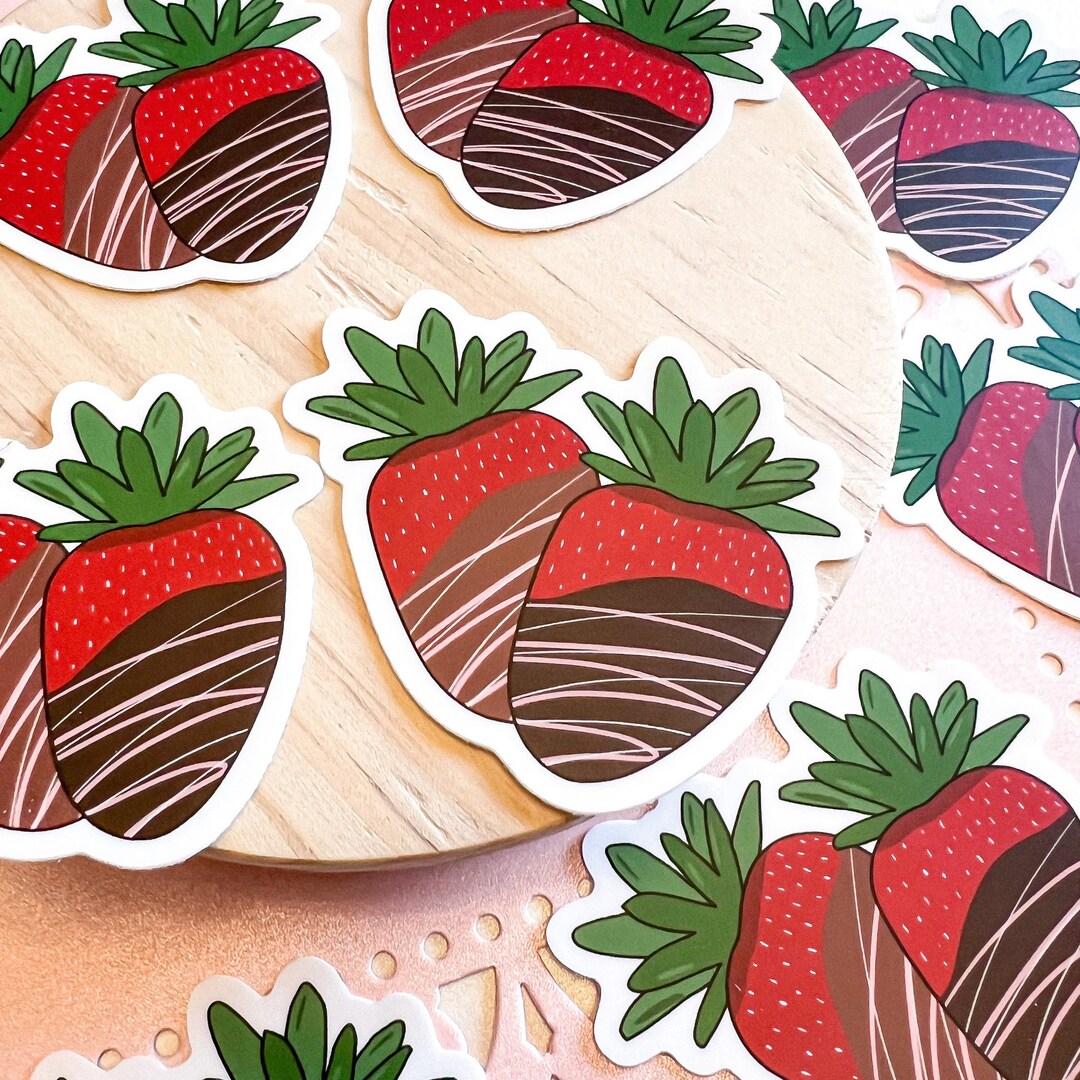 Chocolate Covered Strawberry Sticker | Fruit Sticker Sticker ...