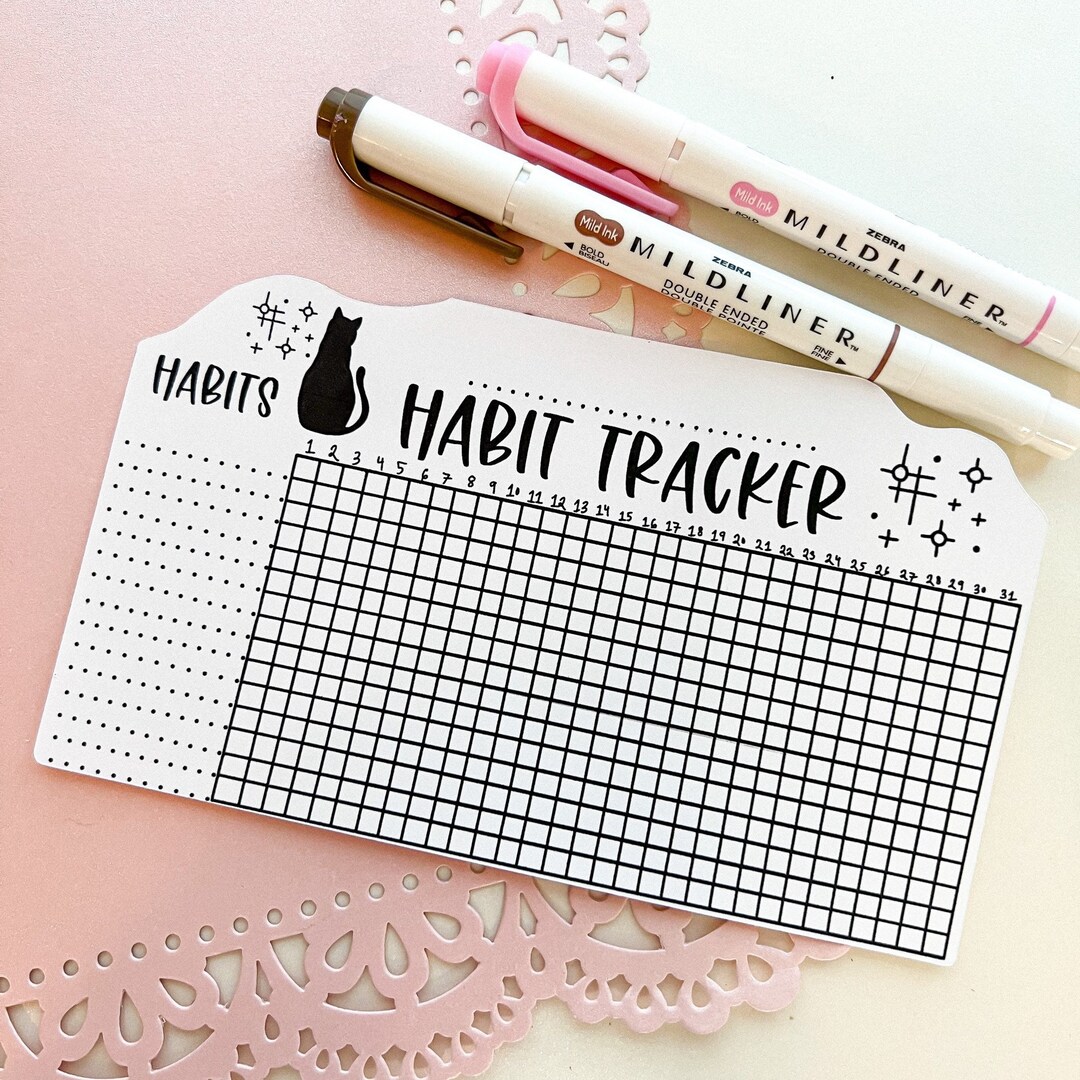 Cat Habit Tracker Chart Sticker Goal Planner Journal Stickers Daily ...