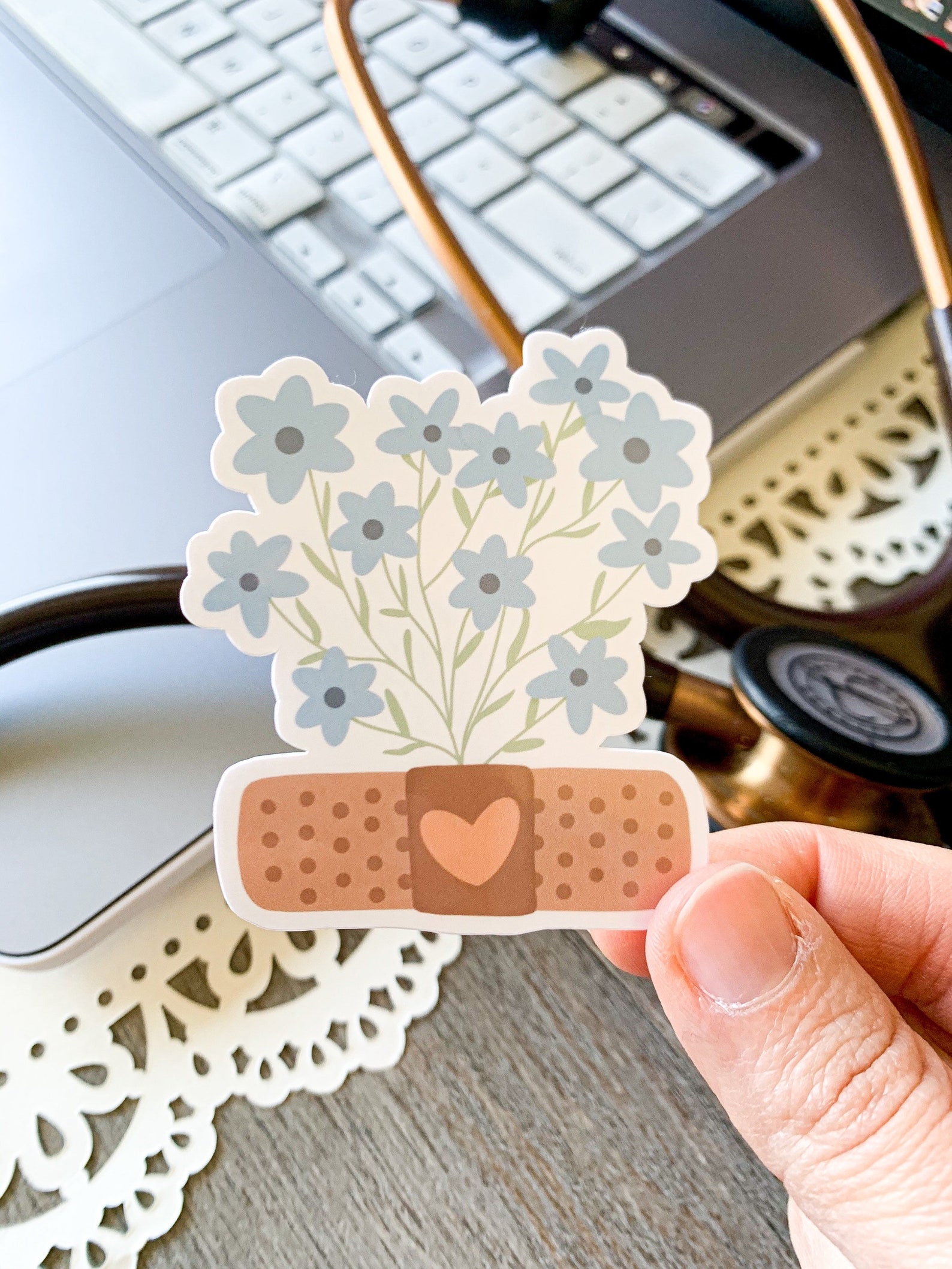 Floral Nurse Sticker Bandaid Sticker Nurse Appreciation - Etsy