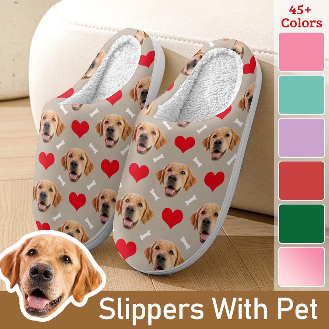 Custom Pet Portrait Slippers: Personalized Dog/cat Fluffy Slippers - Etsy