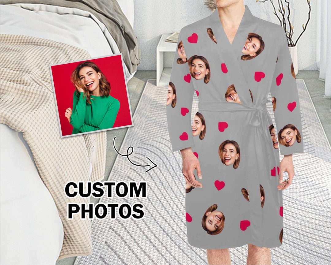 Custom Face Shawl Robe, Funny Personalized Photo Kimono Robe, Men's ...