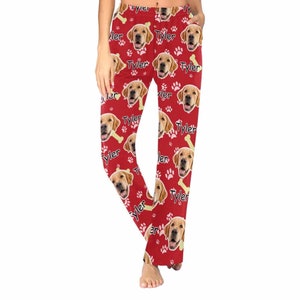 Custom Dog Photo & Name Pajama Pants, Dog Face Pajama Pants, Kids Pj ...