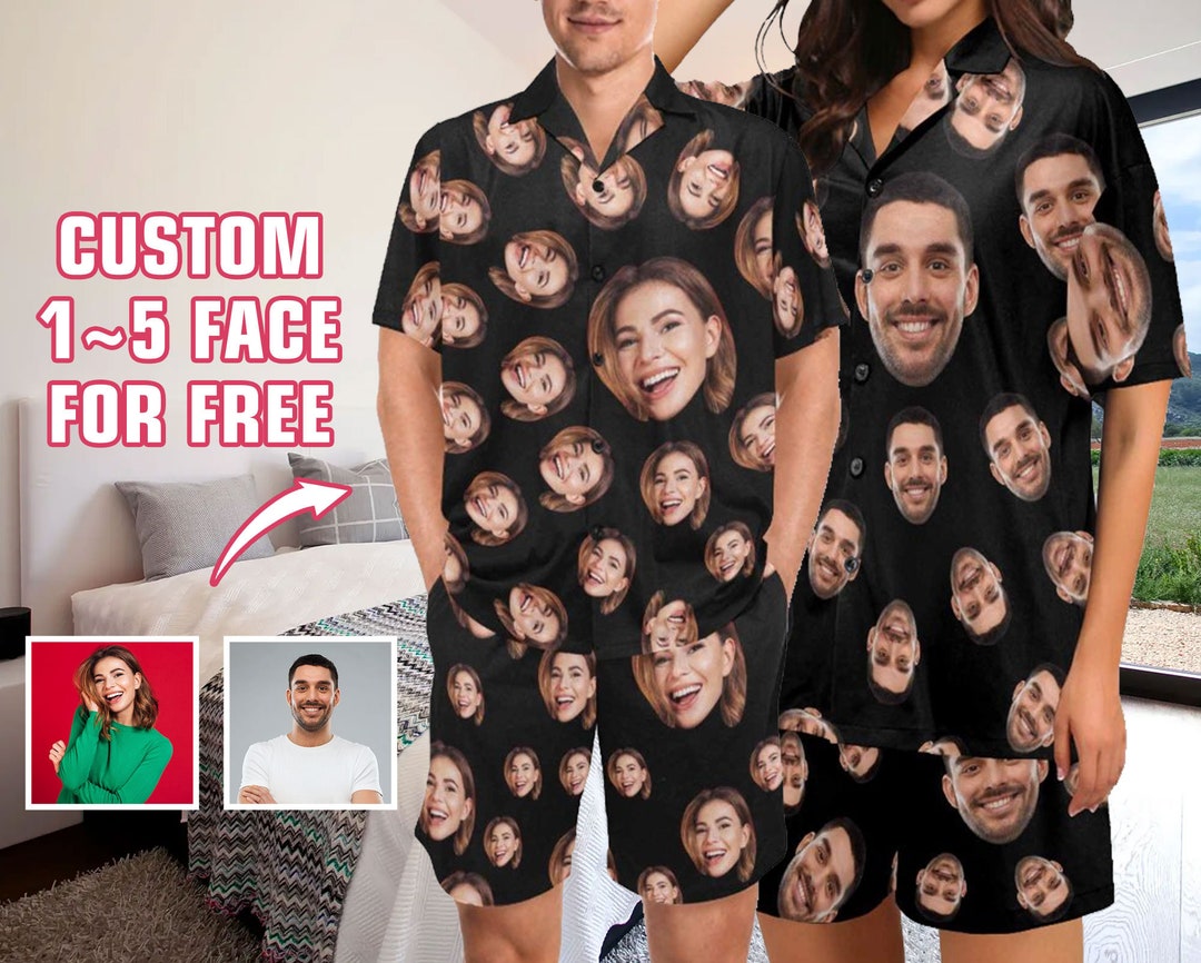 Custom Face Pajama Set: Personalized Photo Pajamas, Gifts for Him & Her ...