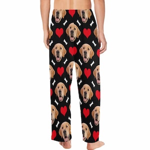 Custom Photo Pajama Pants, Pet Dog Pajama Pants, Personalized Dog Face ...