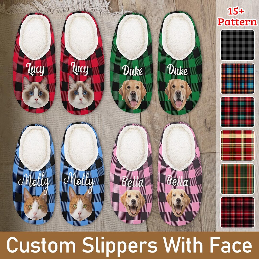 Custom Face Name Slippers, Dog/cat/pet Slippers, Birthday Gift for Him ...