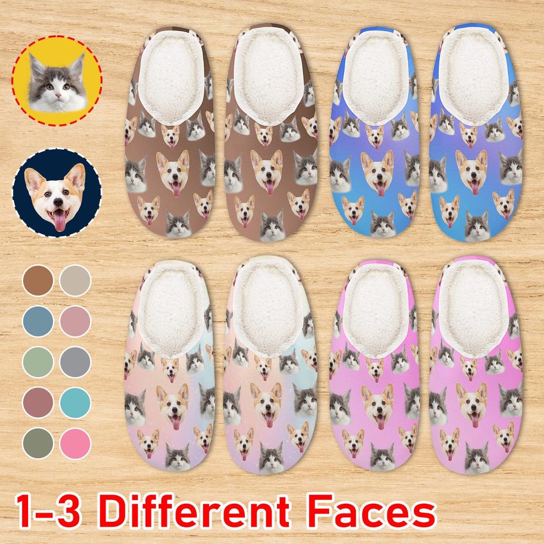 Custom Face Slippers , Dog/cat/pet Slippers, Birthday Gift for Him/her ...