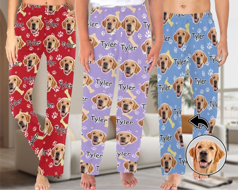 Custom Dog Photo & Name Pajama Pants Dog Face Pajama Pants - Etsy