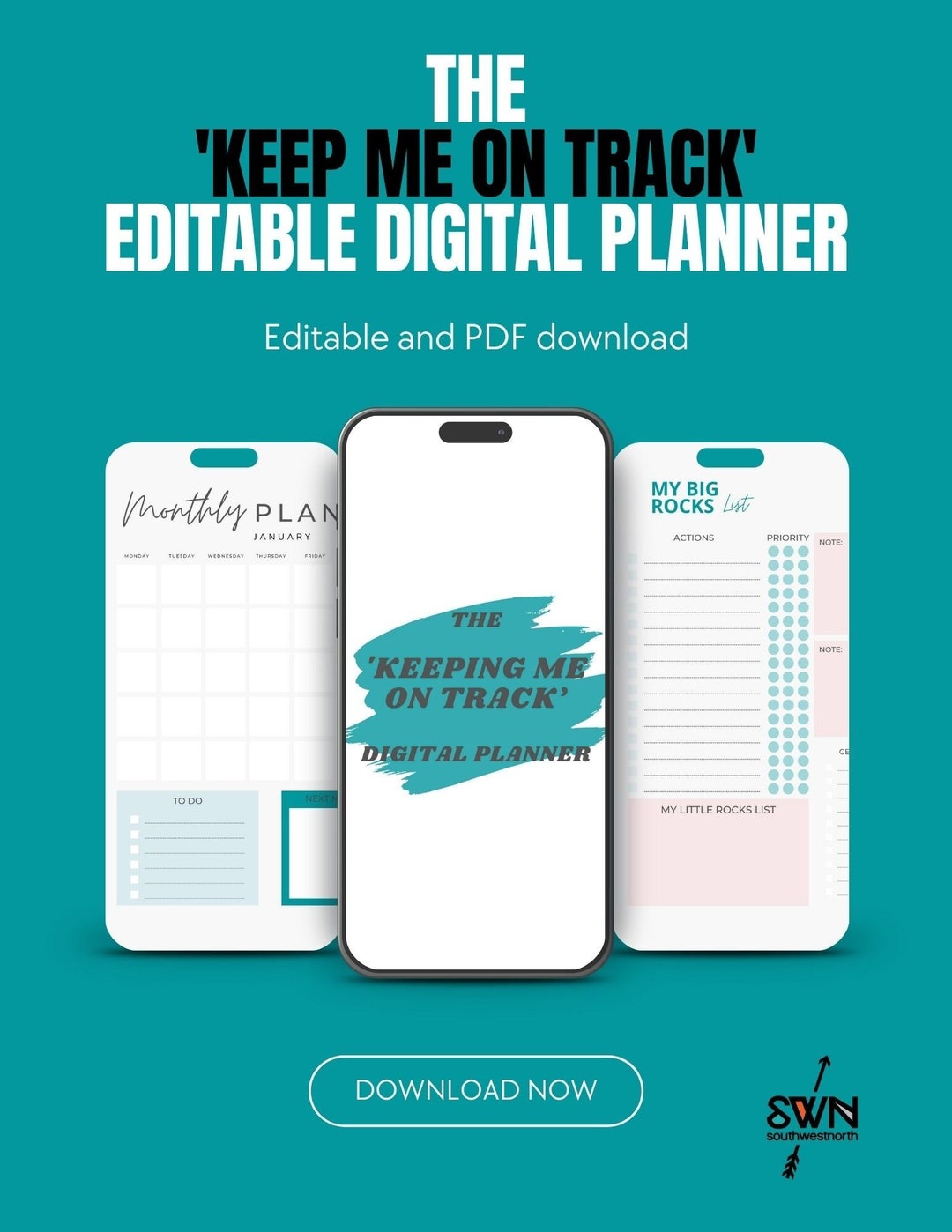 Keep Me on Track Life Planner Templates - Editable - Digital - UNDATED ...