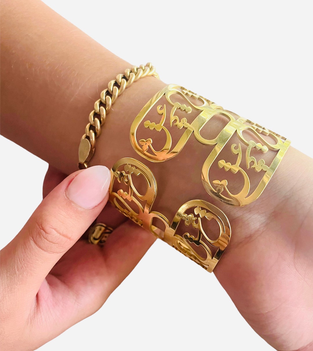 Persian Calligraphy Bracelet, Adjustable Bangle Bracelets 24k Gold ...