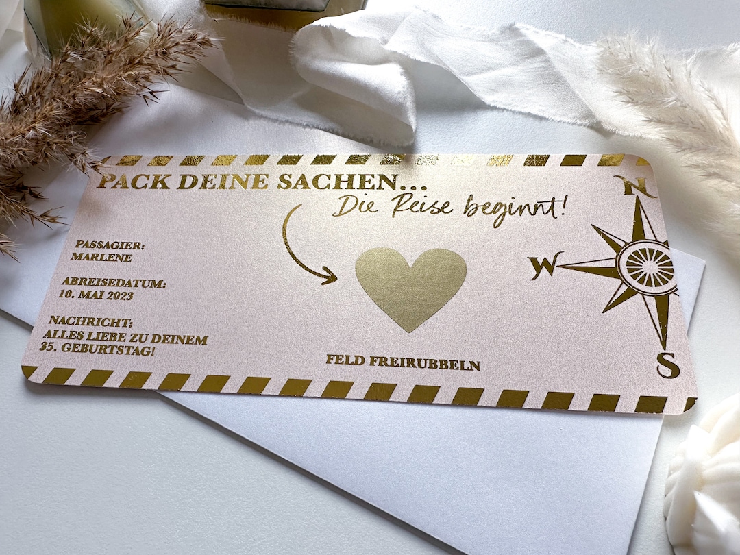 Personalizable Travel Voucher Scratch Card Personalized Gift Boarding ...
