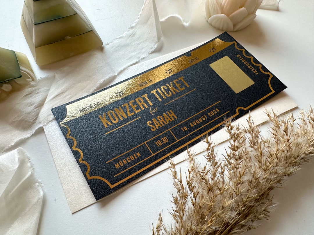 BLACK EDITION Concert Ticket Personalizable Scratch Card Gift for Music ...
