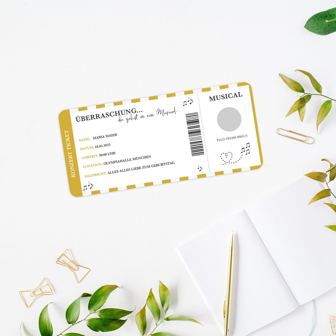 Personalized Musical Ticket Scratch Card 17 Colors Musical Voucher Gift ...