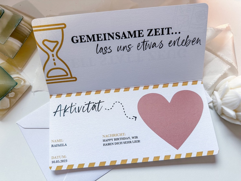 Gutschein Zeit statt Zeug Personalisiert Perlmuttpapier - Etsy.de