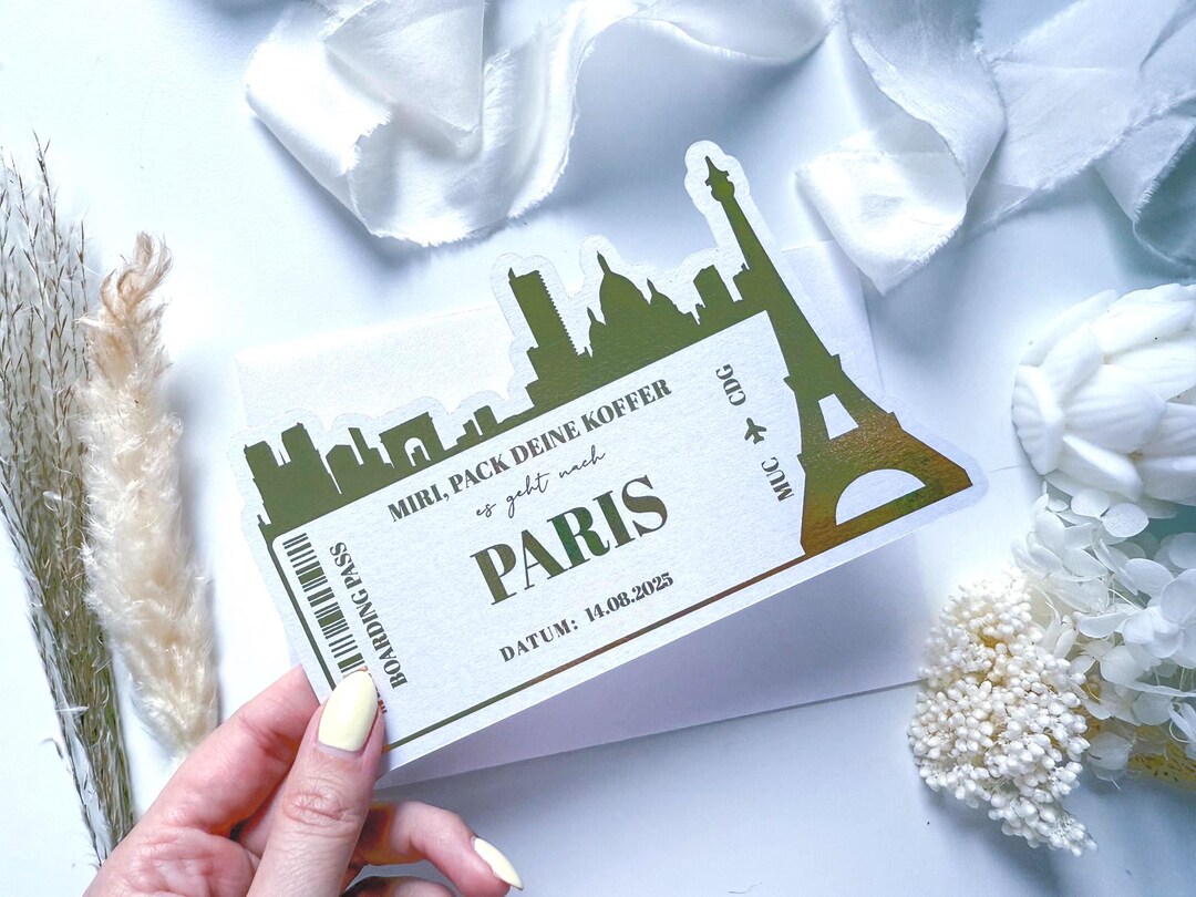 Personalized Paris Travel Voucher - Travel Gift Idea, Gift for ...