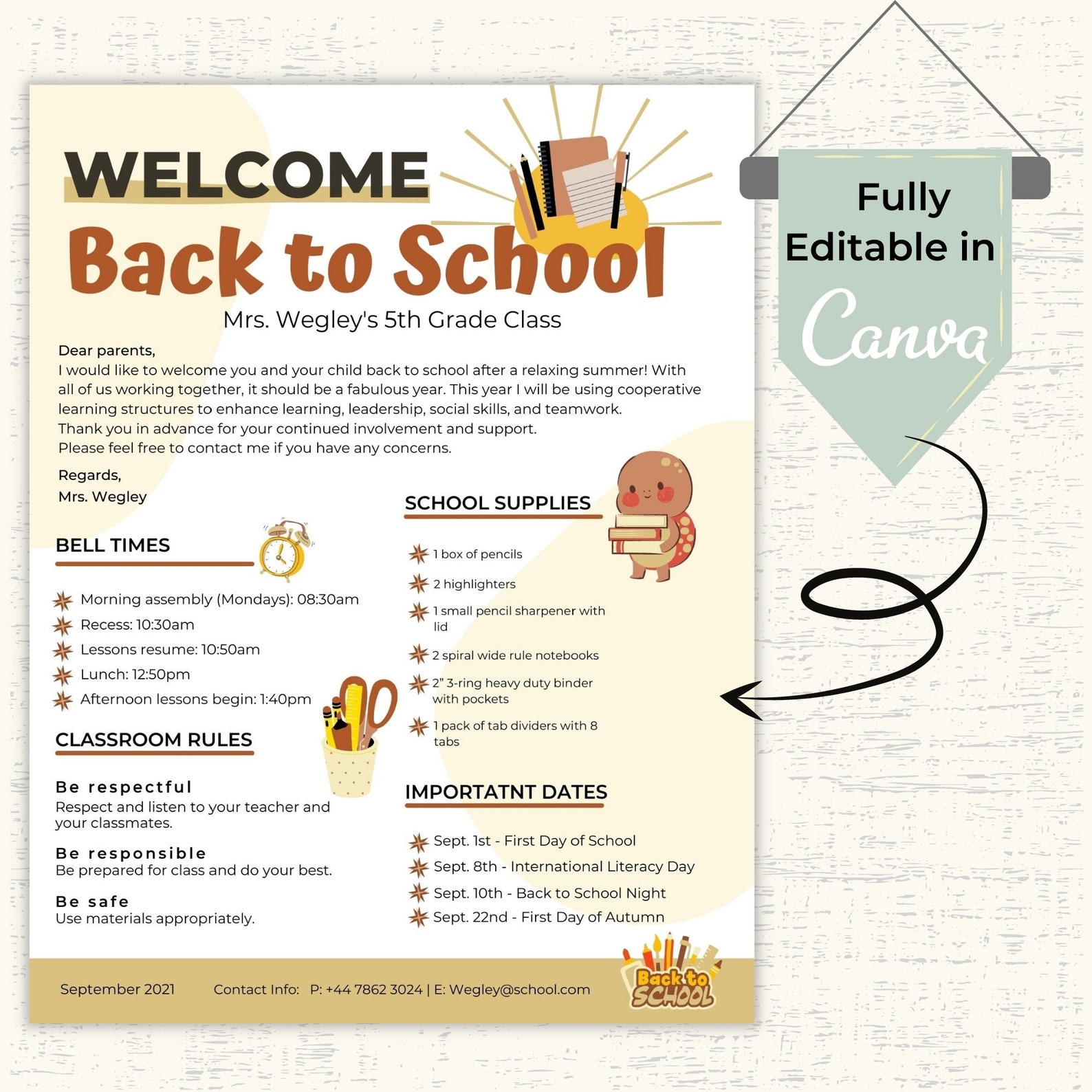 Welcome Back to School Newsletter Editable Back to School - Etsy