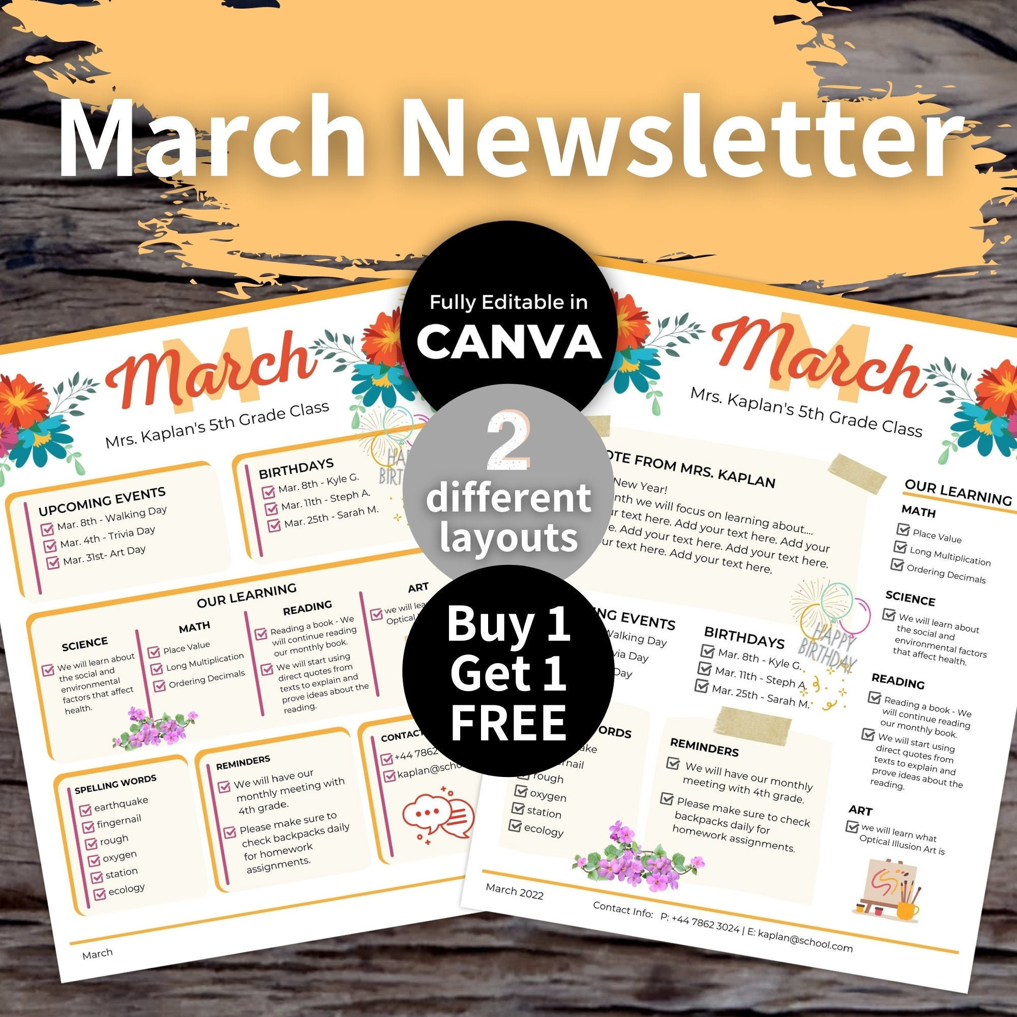 March Classroom Newsletter Template Editable Classroom - Etsy Singapore