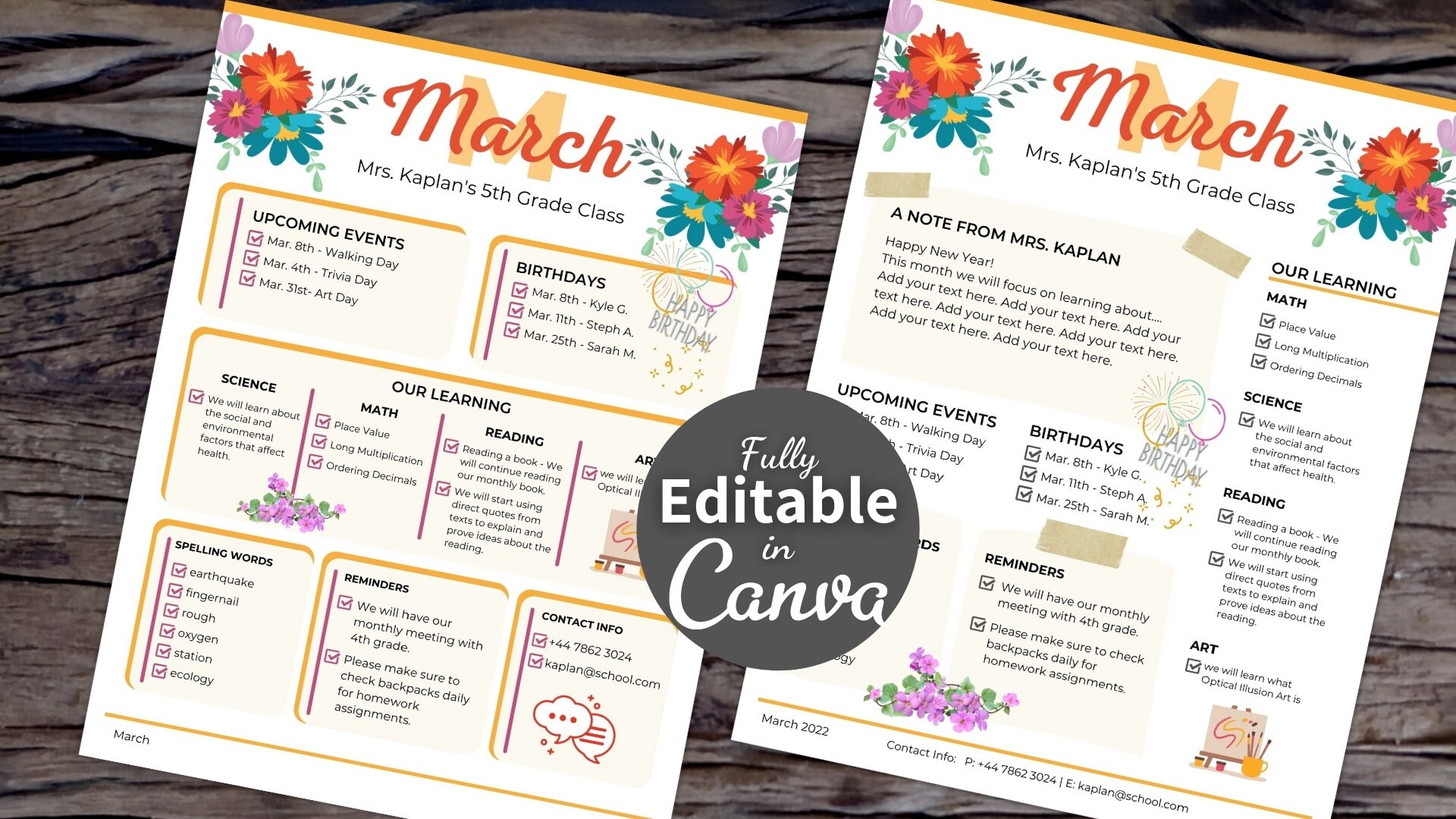 March Classroom Newsletter Template Editable Classroom - Etsy Singapore