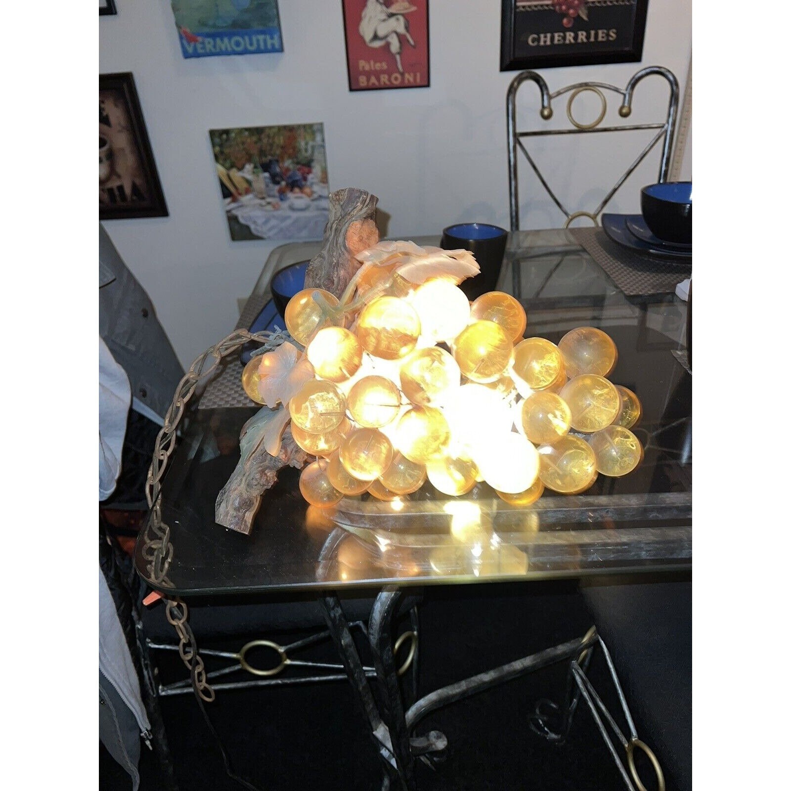 Vintage 1960 Mid-century Large Lucite Yellow Grape Cluster Hanging ...