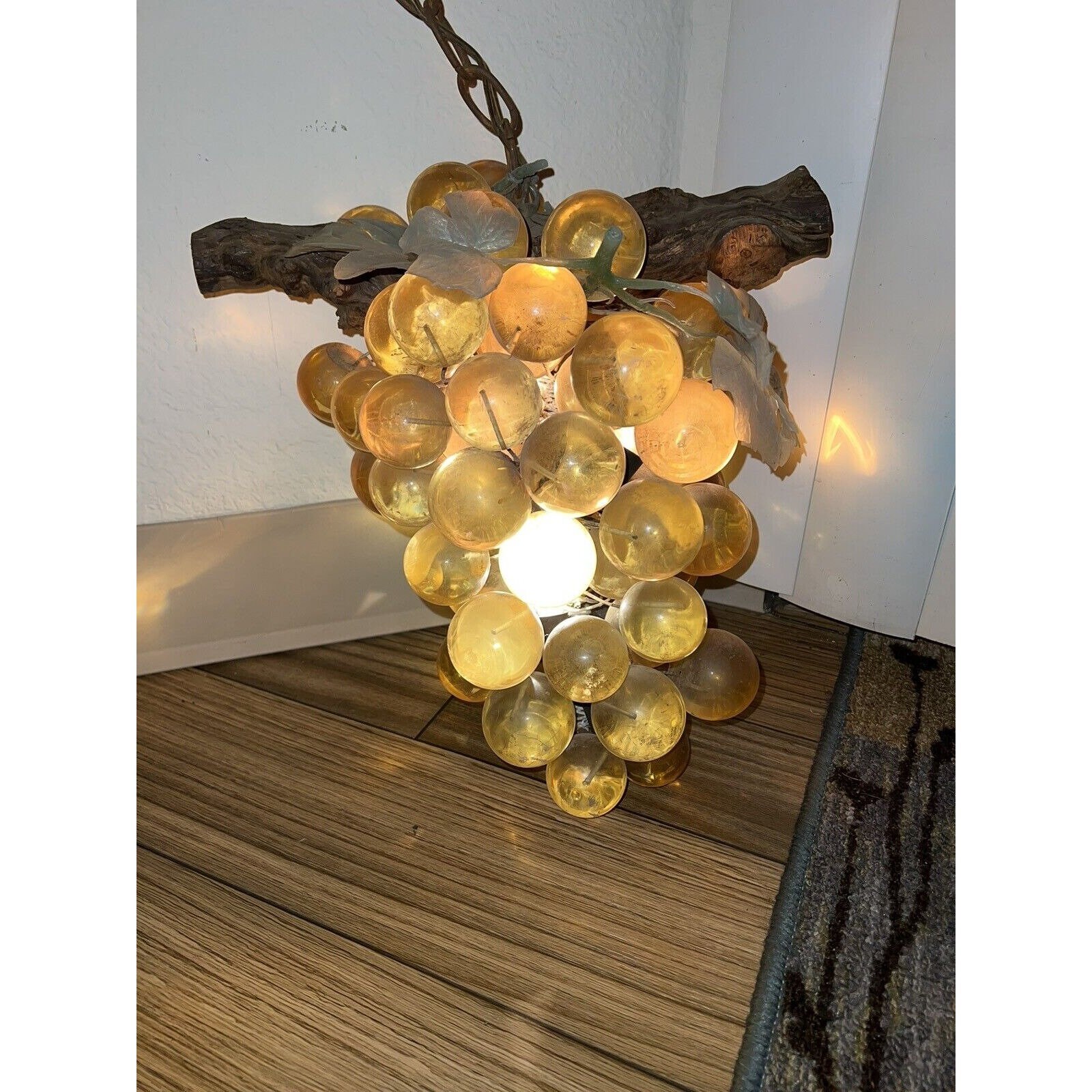 Vintage 1960 Mid-century Large Lucite Yellow Grape Cluster Hanging ...