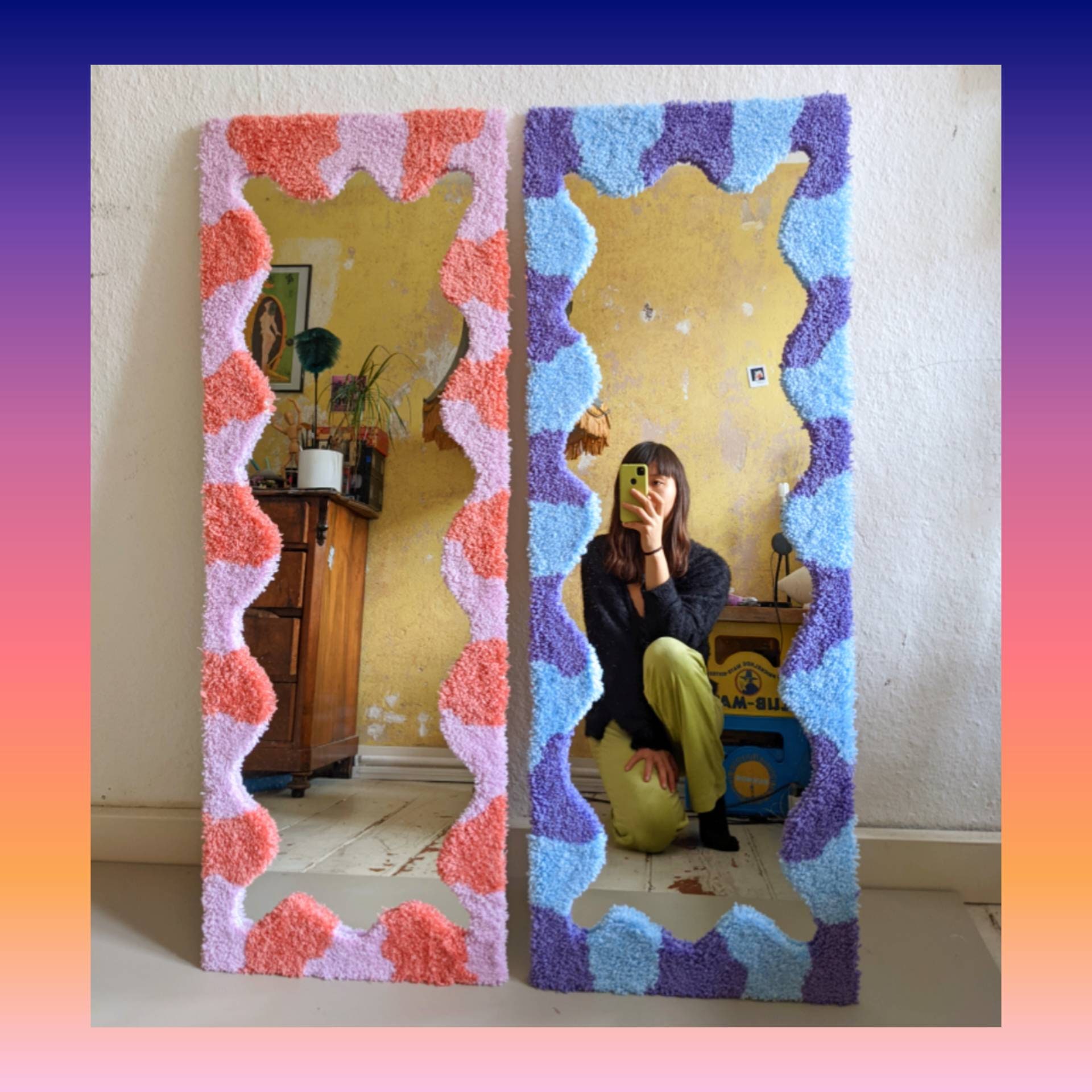 PREORDER Full Length Tufted Mirror Retro Vintage Scandinavian - Etsy